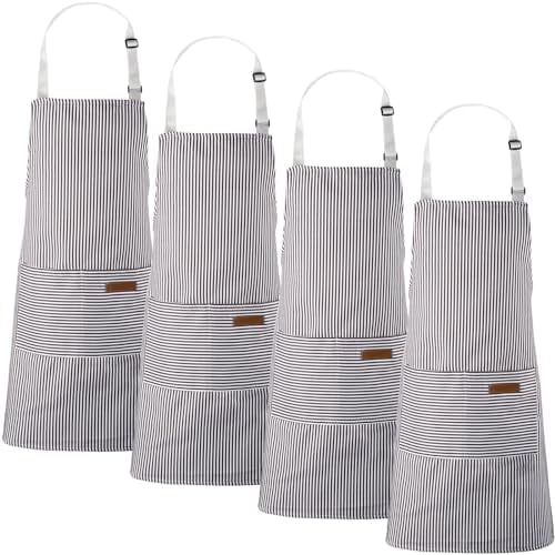 4 Pcs Kitchen Cooking Aprons with Pockets Adjustable Waterproof Baking ...