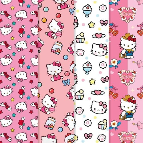 4 Pcs Kitty Cat Wrapping Paper for Baby Shower Kids Birthday Party ...