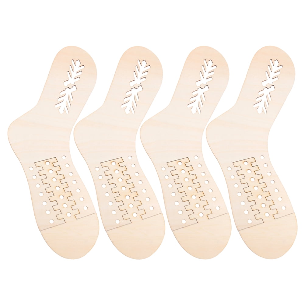 4 Pcs Knitted Socks Model Models Wood Knitting Sock Holders Sock ...