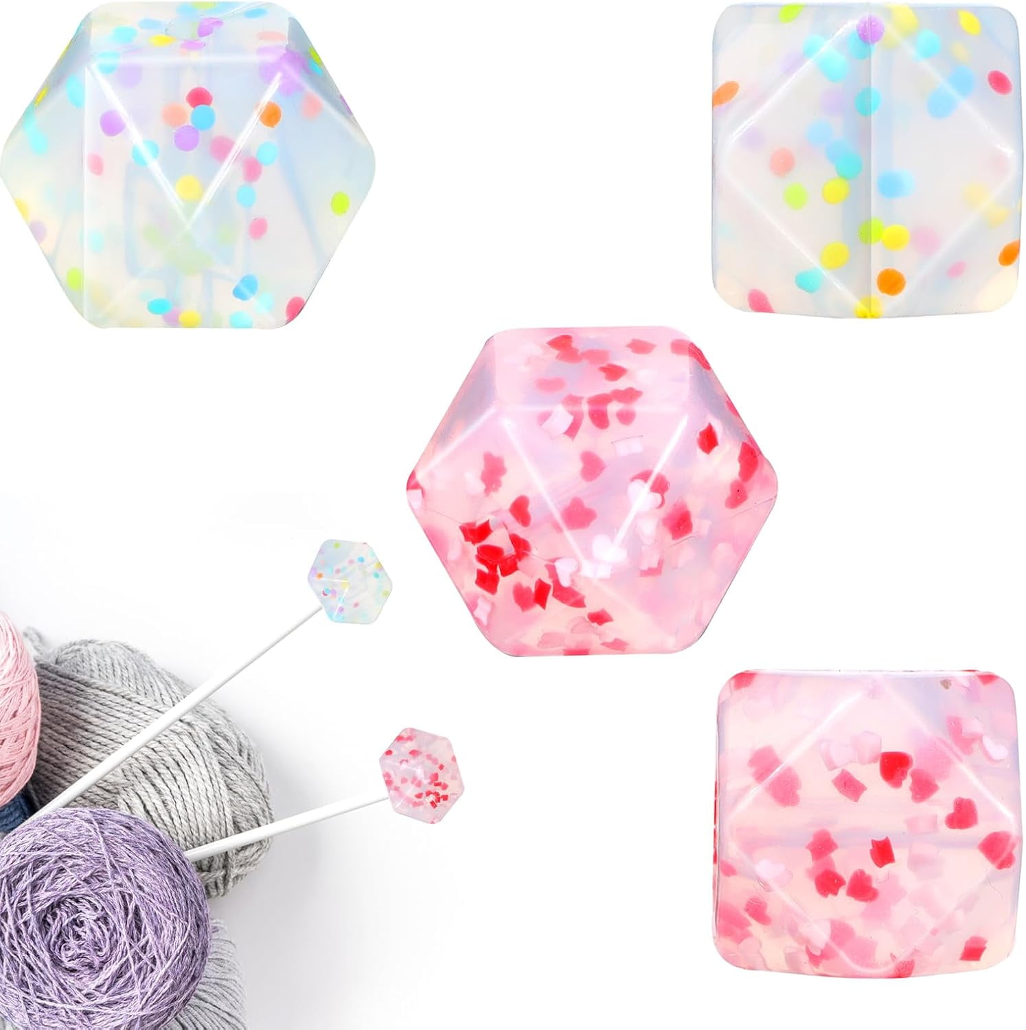 4 Pcs Knitting Needle Stoppers, Hexagon End Caps for Knitting Needle ...