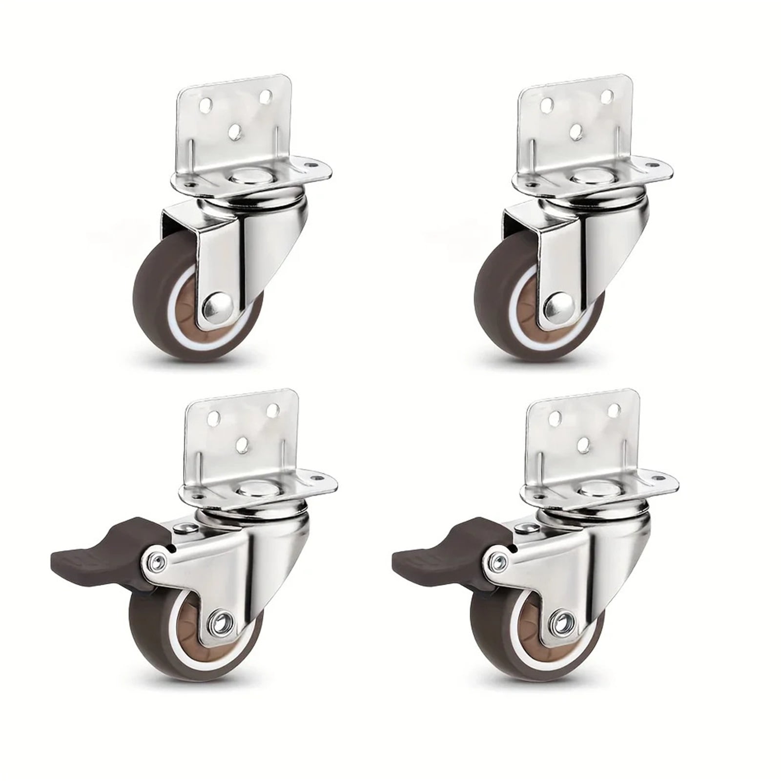 4 Pcs L-Shaped Side Mount Caster Wheels, Soft Rubber Castors Swivel ...
