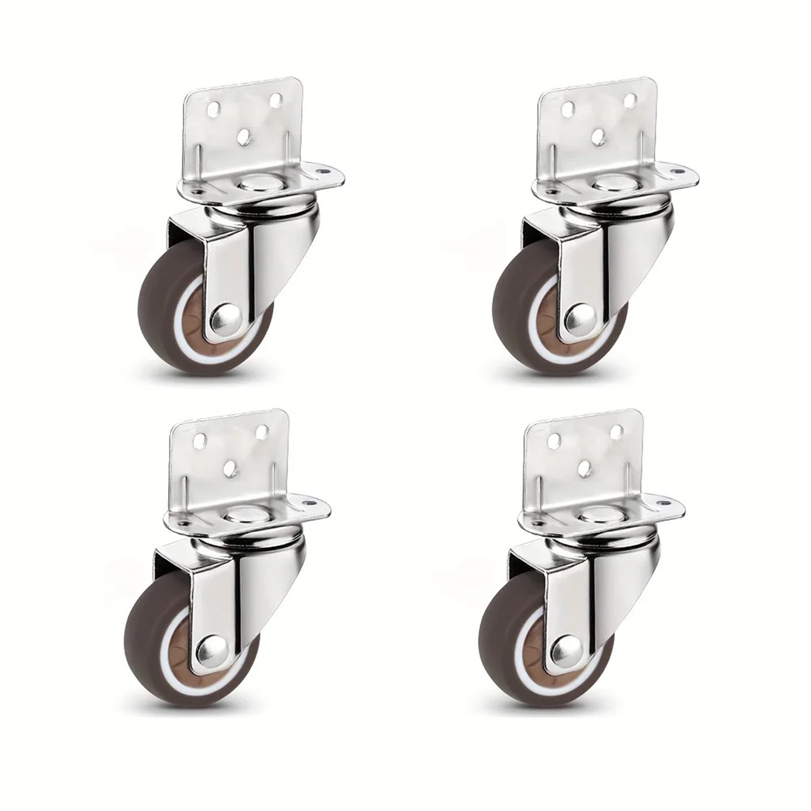 4 Pcs L-Shaped Side Mount Caster Wheels, Soft Rubber Castors Swivel ...