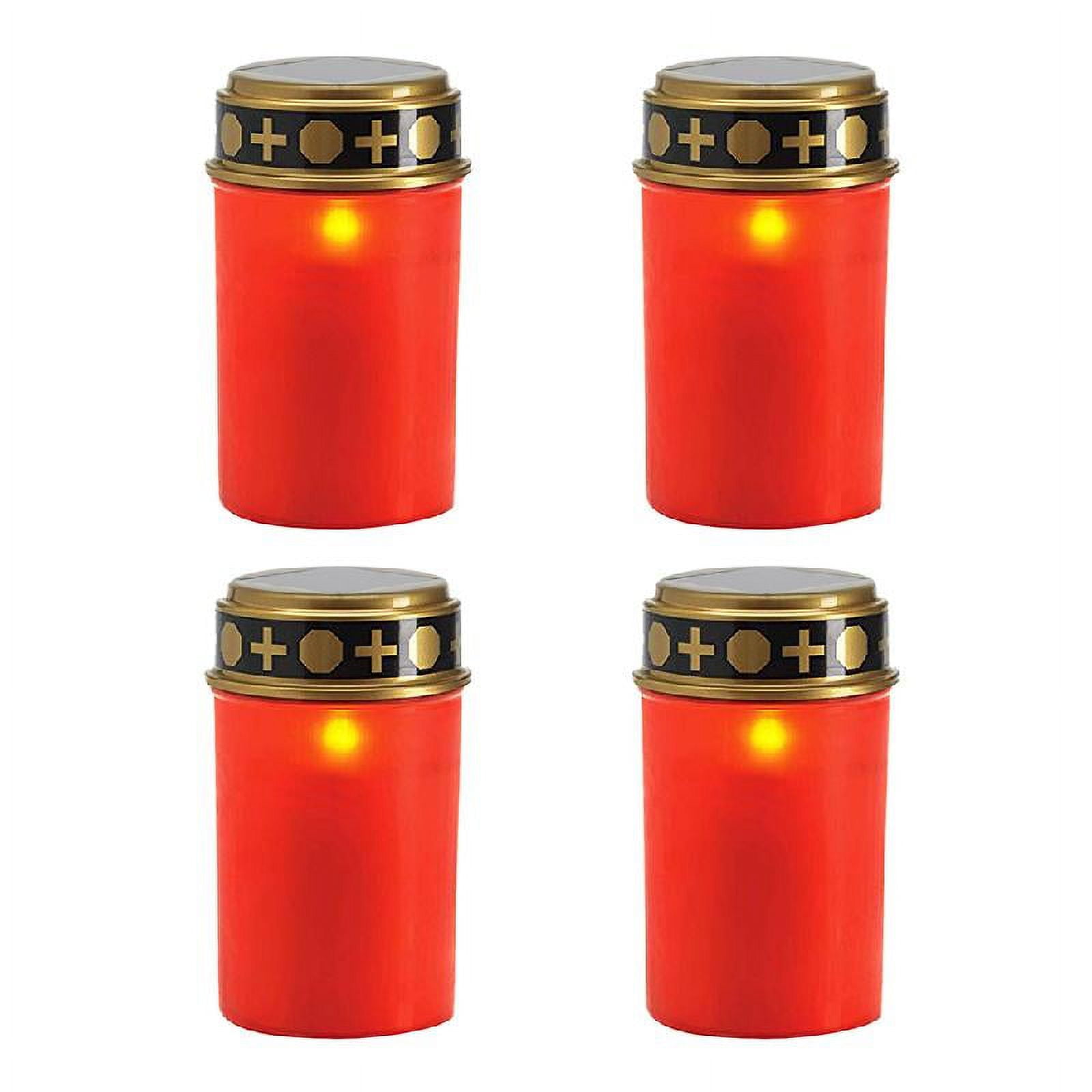 4 Pcs LED Grave Candle Lights LED Flickering Red Cemetery Candle ...
