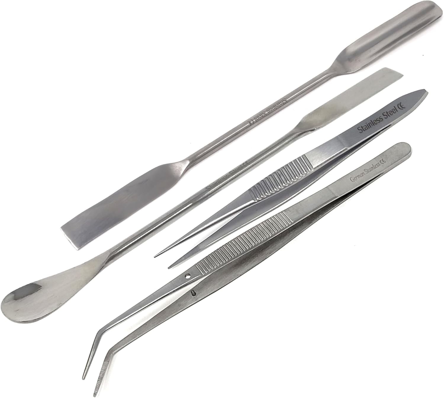 4 Pcs Lab Work Kit - Double-Ended Lab Spatula Set with Tweezers Mixing ...