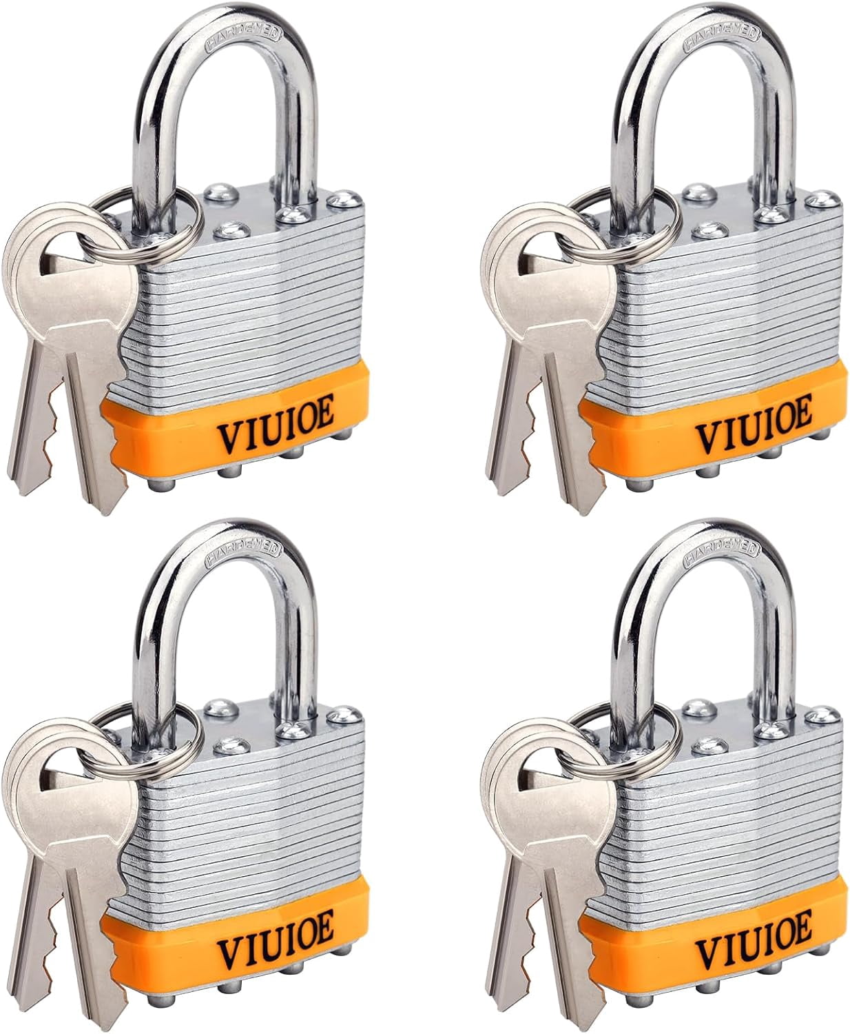 4 Pcs Laminated Padlocks with Same Key for Door, Luggage, Gate, Storage ...