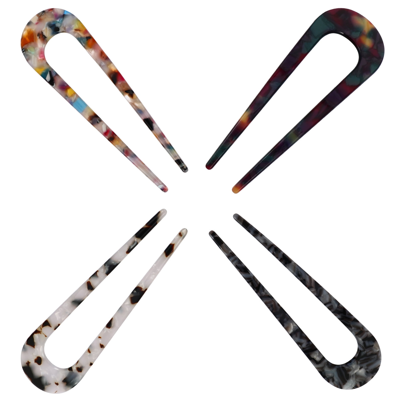 4 Pcs Large Chignon Hair Pins Colours Simple U-shaped Hairpin Durable ...