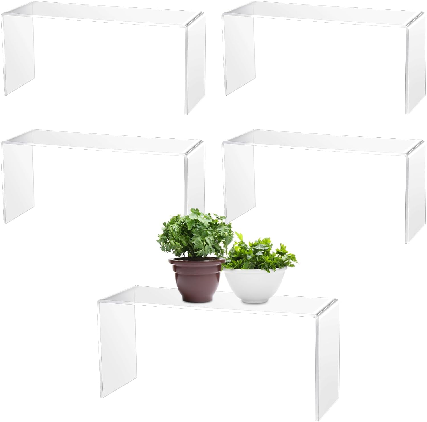 4 Pcs Large Clear Acrylic Riser for Display Acrylic Shelf Riser Jewelry ...