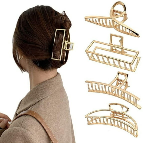 4 Pcs Large Hair Claw Clips for Thick Hair, Nonslip Metal Hair Clips ...