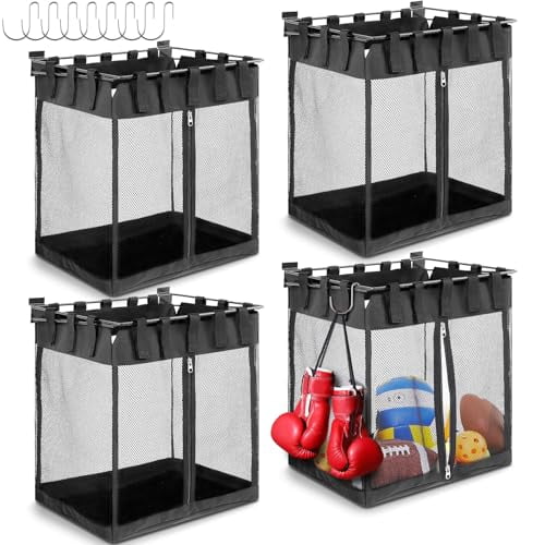 4 Pcs Large Mesh Slatwall Baskets, 16 x16 x12 Storage Baskets with 8 ...