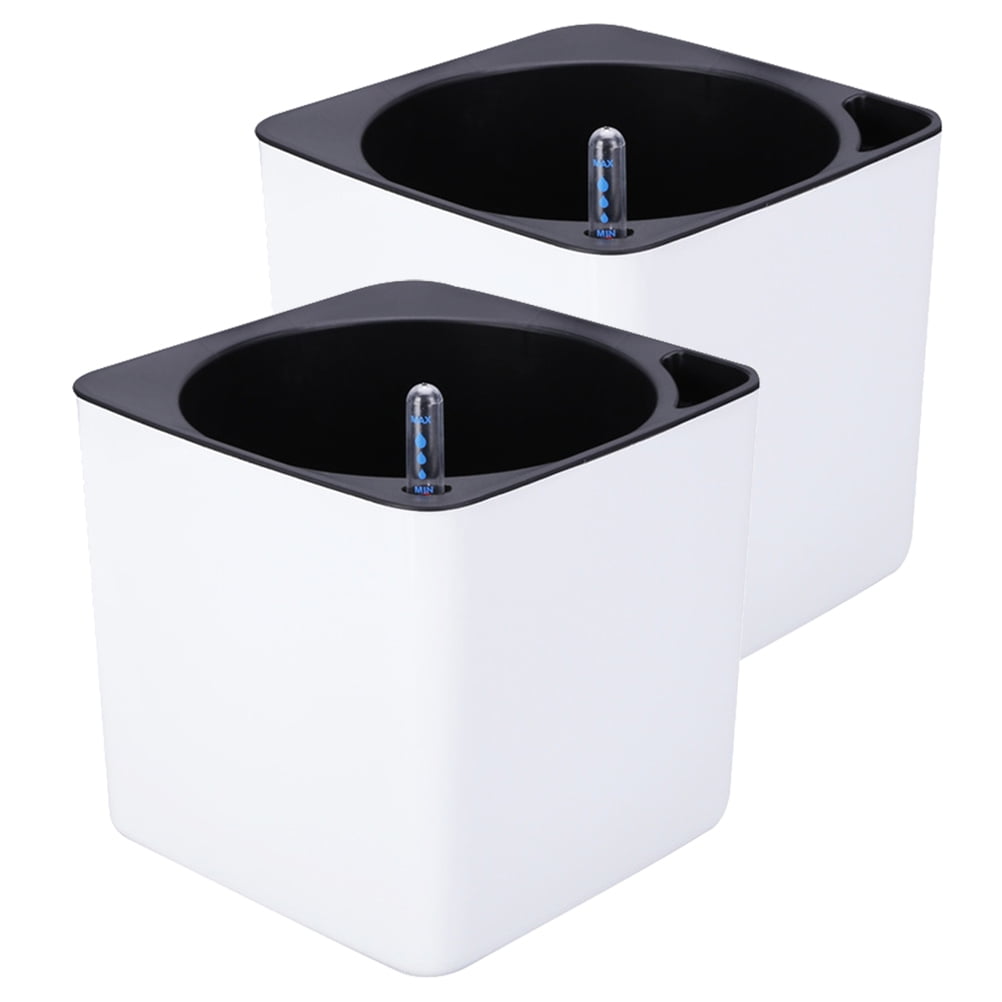 MLINS White Self-Watering Flower Pot with Thick Cotton Rope Double ...