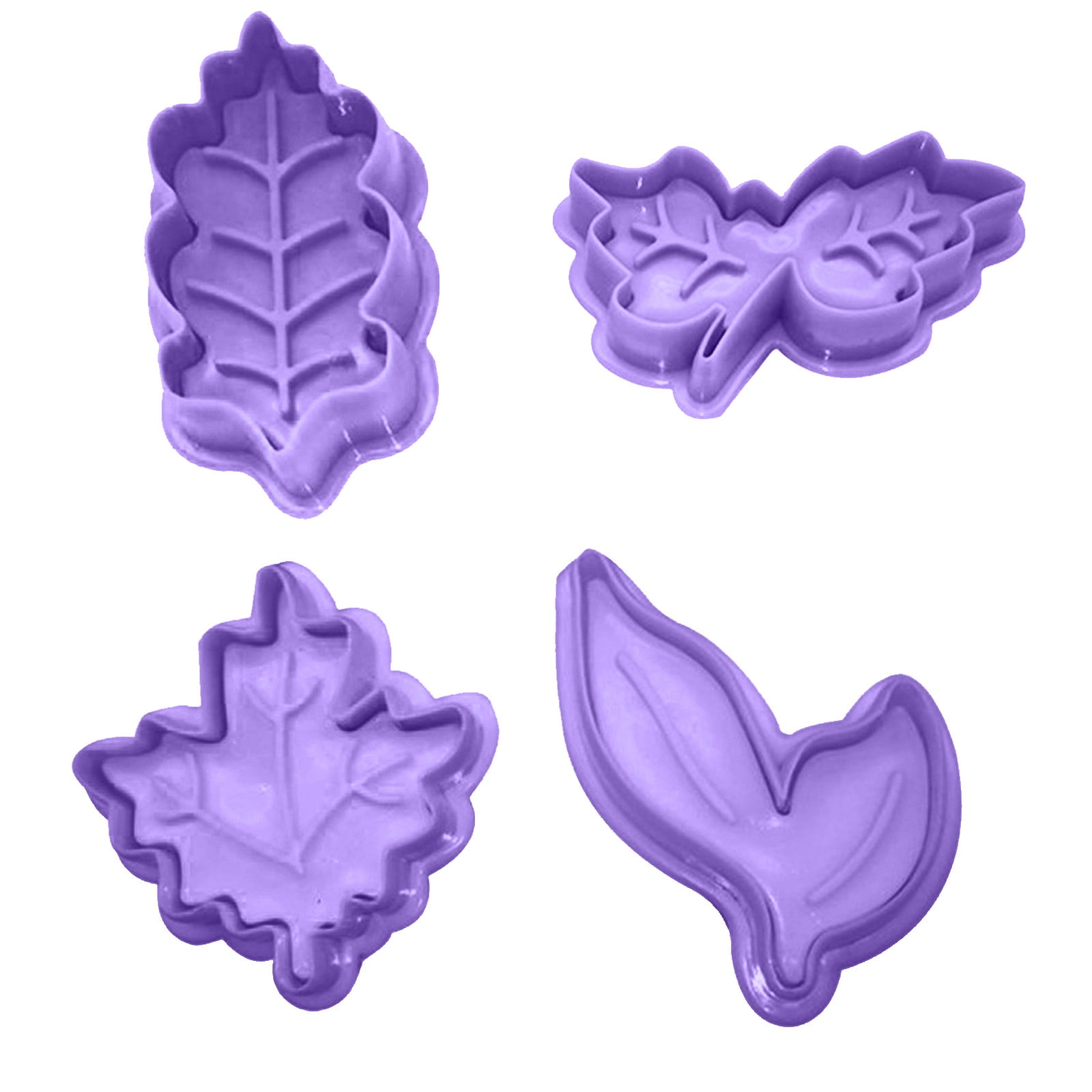 4 Pcs Leaf Plunger Cutters, Cake Leaves Baking Pie Crust Cutters Mold ...