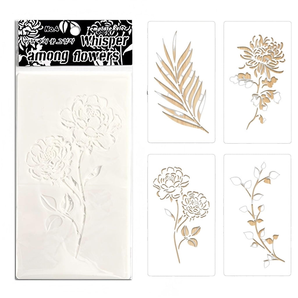 4 Pcs Leaves Drawing Templates Stencils Flowers Stencils Painting ...