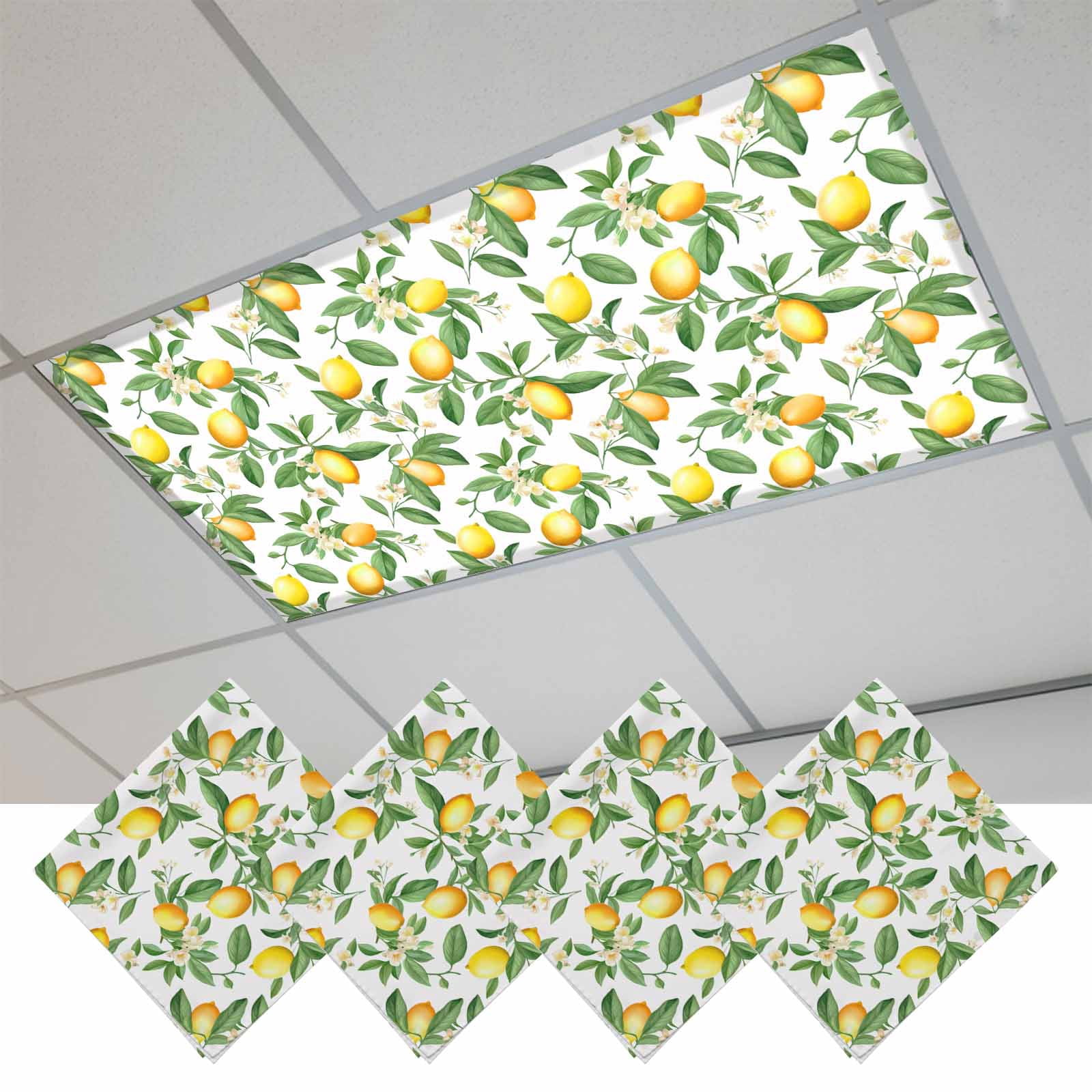 4 Pcs Lemon with Fluorescent Light Covers Green Leaves Flowers Magnetic ...