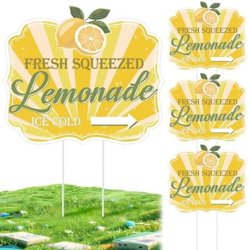 4 Pcs Lemonade Stand Arrow Sign 13.7'' x 11.8'' Summer and Stake ...