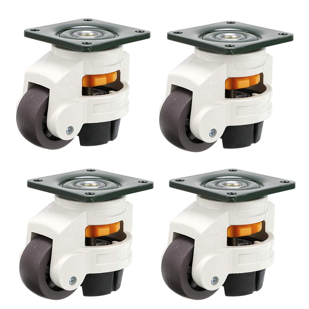 4-Pcs Leveling Machine Casters with Nylon Wheel and Rubber Foot ...