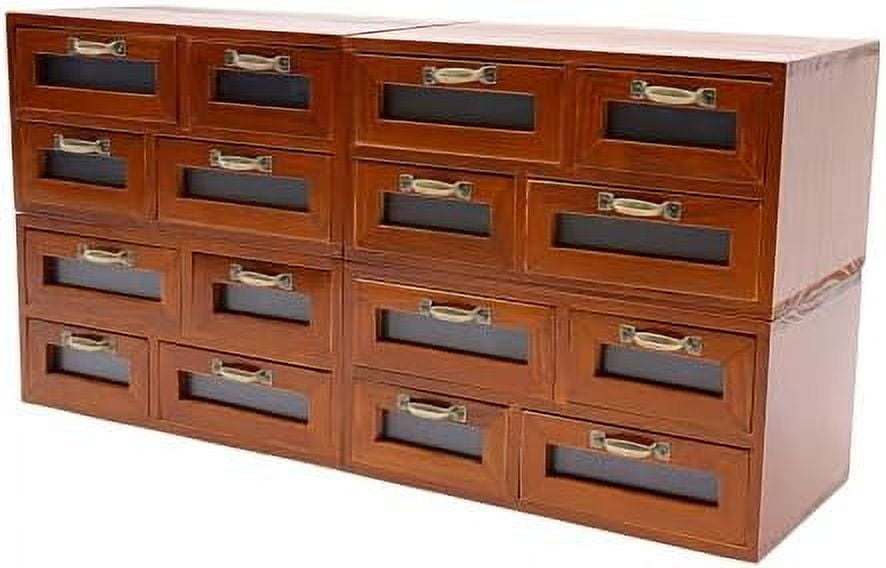 4 Pcs Library Card Catalog Cabinet with 4 Drawers Vintage Wooden ...
