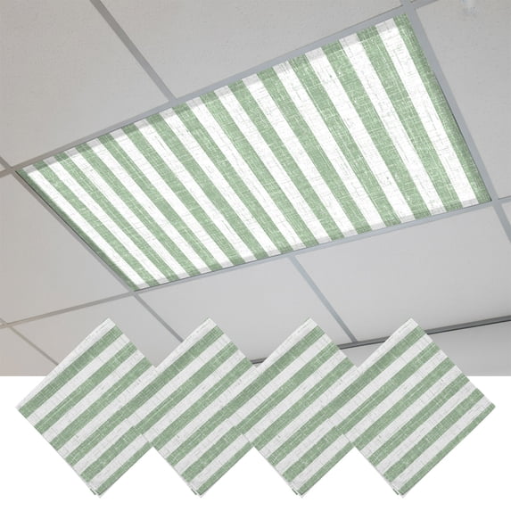 4 Pcs Light Green Stripes Fluorescent Light Covers Modern Abstract ...