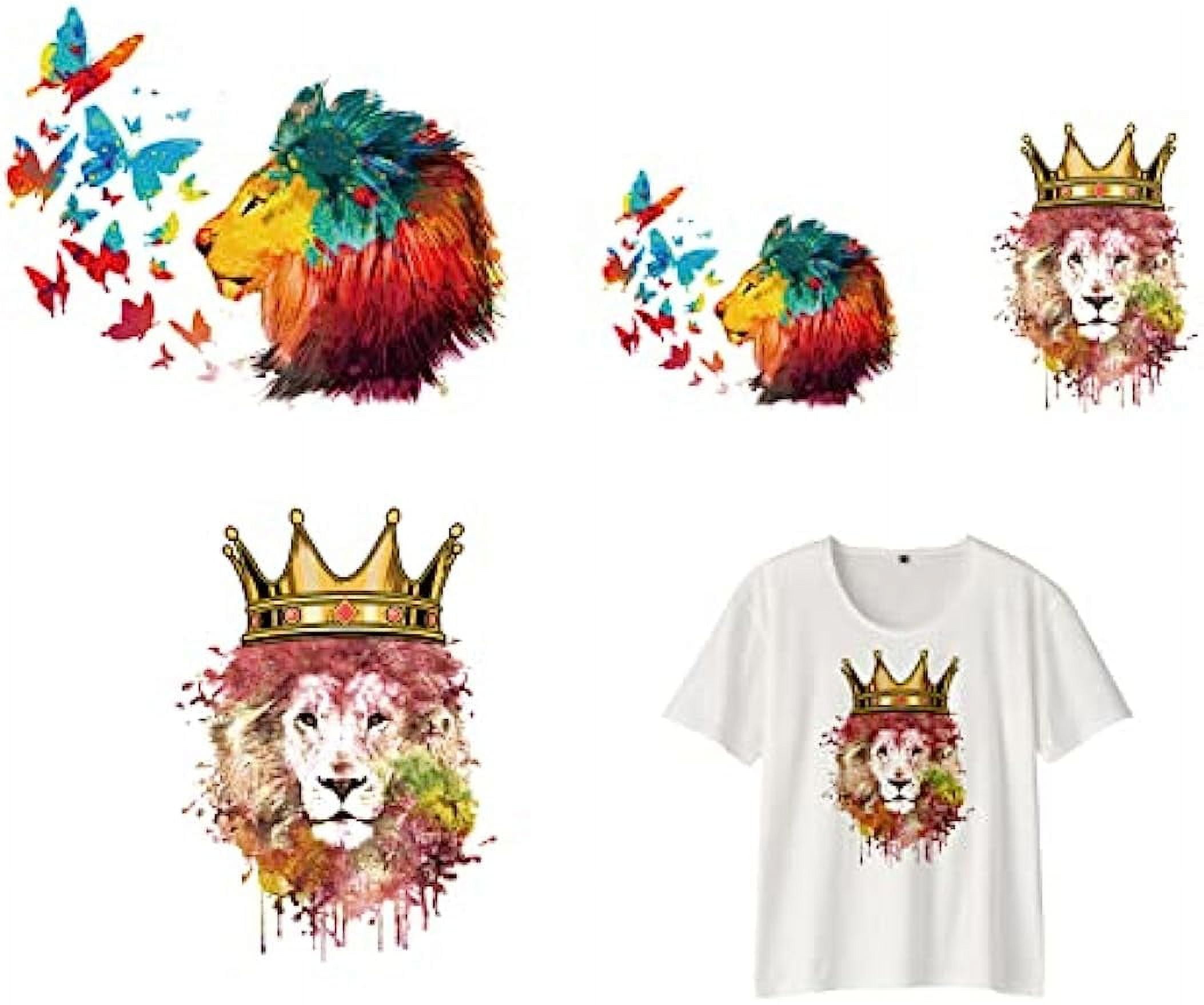 4 Pcs Lion Heat Transfer Stickers Iron On Transfer Patches Butterfly ...