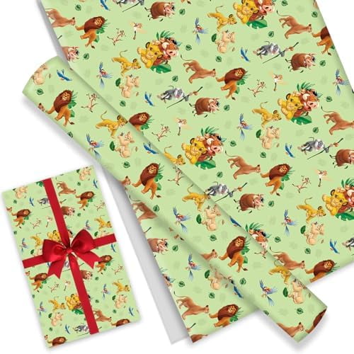 4 Pcs Lion Kings Wrapping Paper for Baby Shower Kids Birthday Lion ...