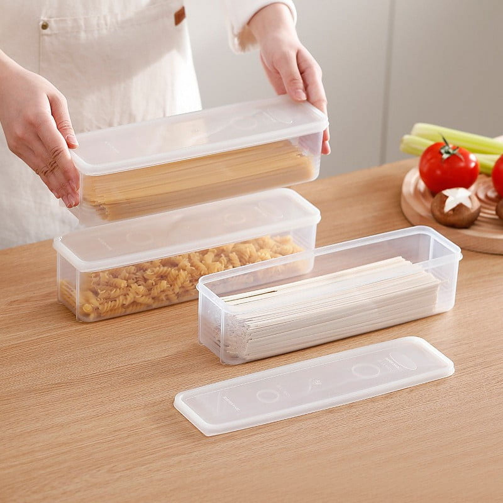 4 Pcs Long Rectangular Food Storage Containers, Plastic Reusable ...