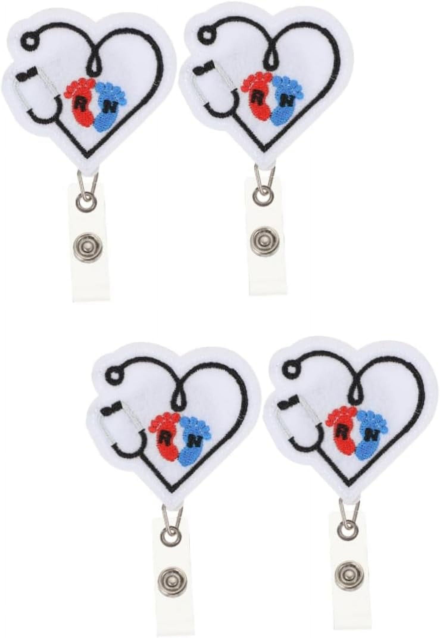 4 Pcs Love Easy Pull Button Retractable Badge Holders Badge Holder with ...