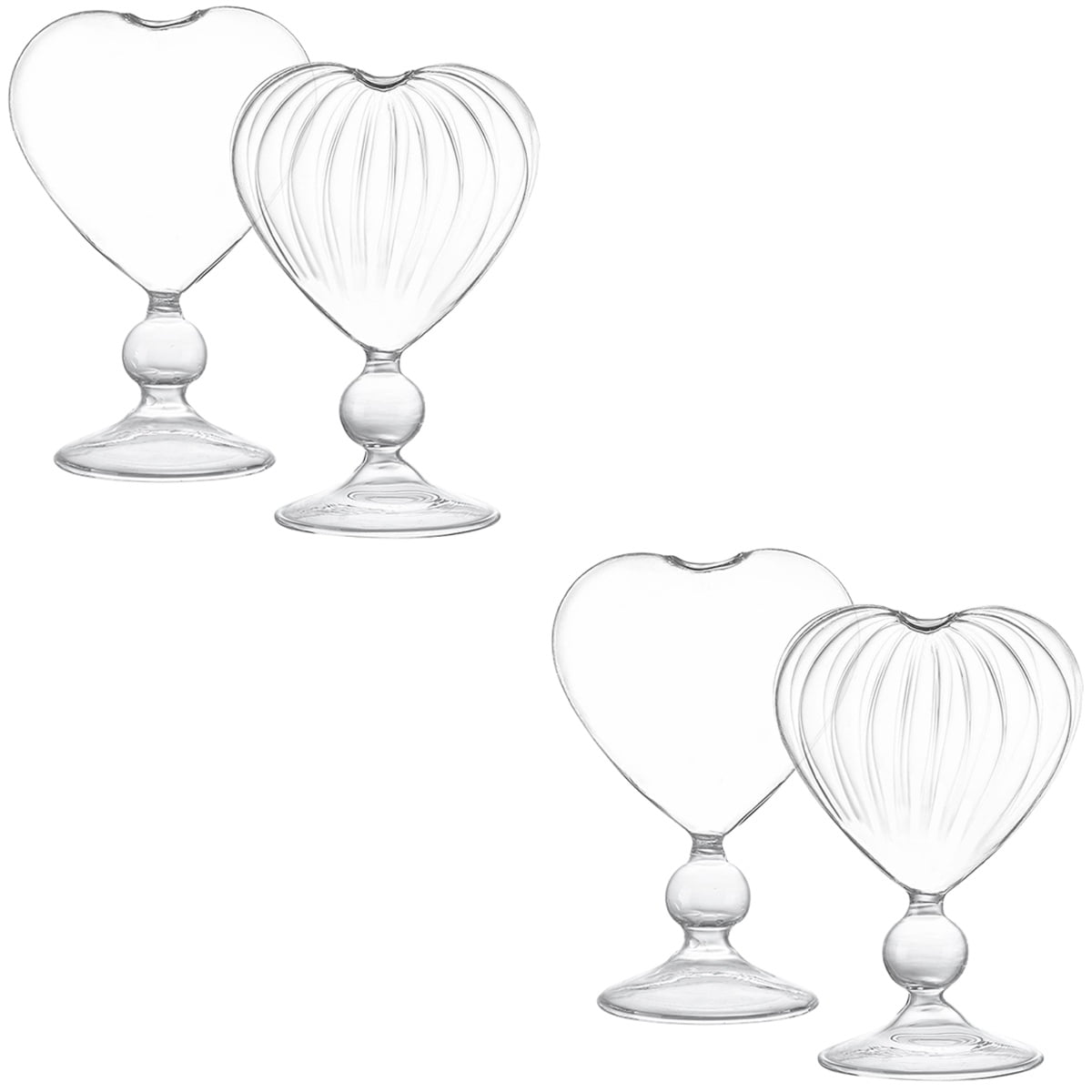 4 Pcs Love Glass Red Glasses Martini Bar Party Supplies Wedding Heart Shaped Goblet
