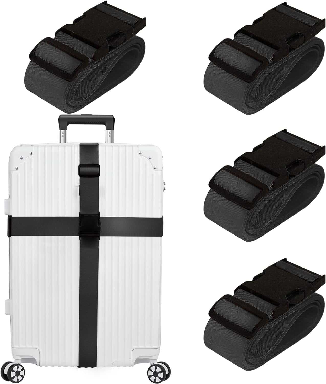 4 Pcs Luggage Straps , 39.3”-74” Long Travel Straps for Luggage ...