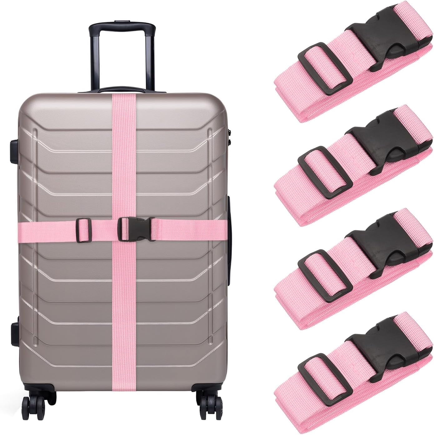 4 Pcs Luggage Straps for Suitcases, Adjustable Connector Strap Buckle ...