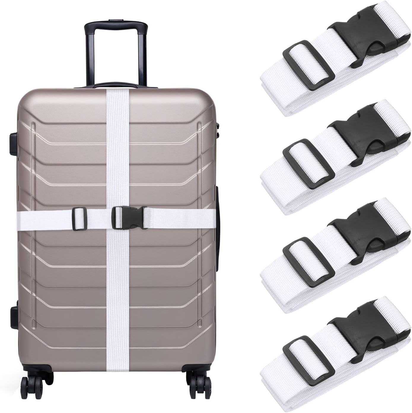 4 Pcs Luggage Straps for Suitcases, Adjustable Connector Strap Buckle ...