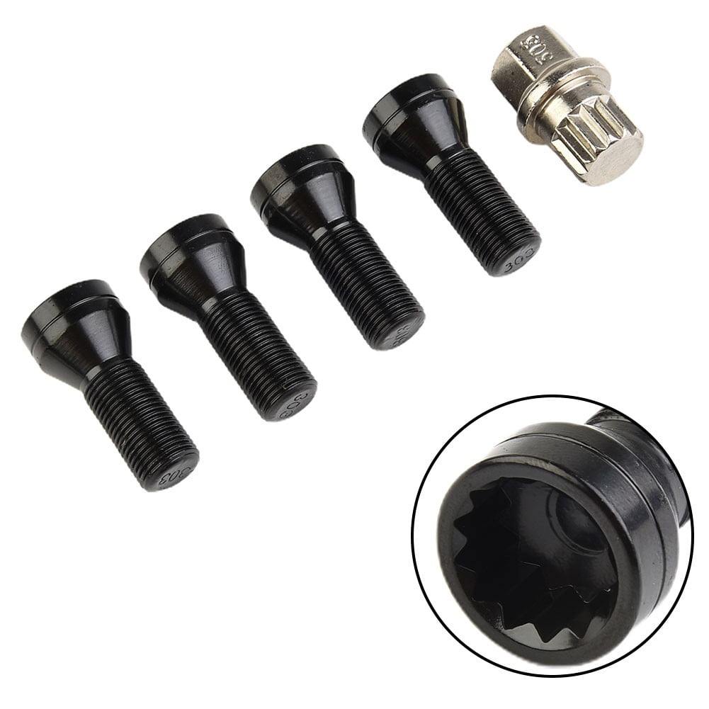 4 Pcs M14x1.25 Anti-Theft Screw Black Alloy Steel Wheels Lock Bolts for ...