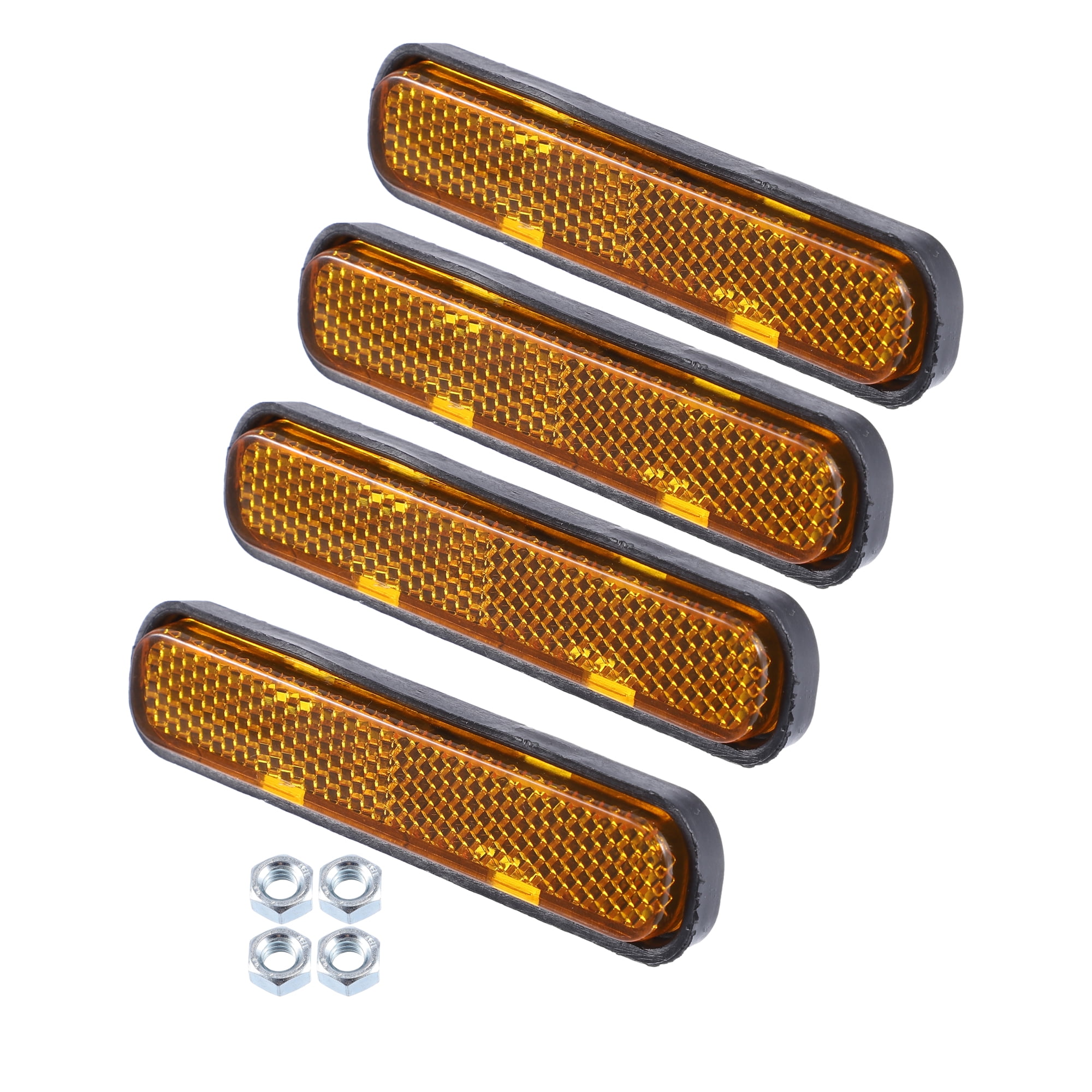 4 Pcs M5x0.8 Orange Universal Rectangular Screw Mount Reflective ...