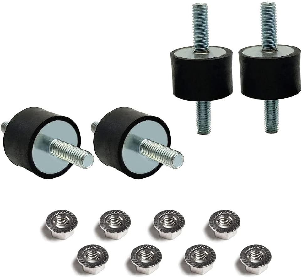 4 Pcs M8 30 x 20 mm Rubber Isolator Mounts Double Studs Shock Absorber with 8 Pcs Locknuts ...