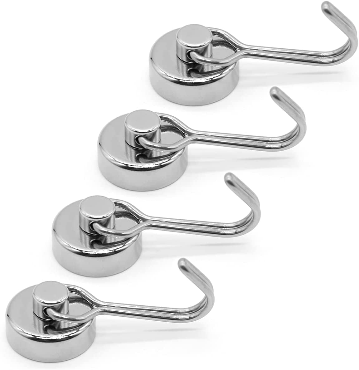 4 Pcs Magnetic Hooks,Heavy Duty 30LBS Neodymium Magnet Hook with Rust ...
