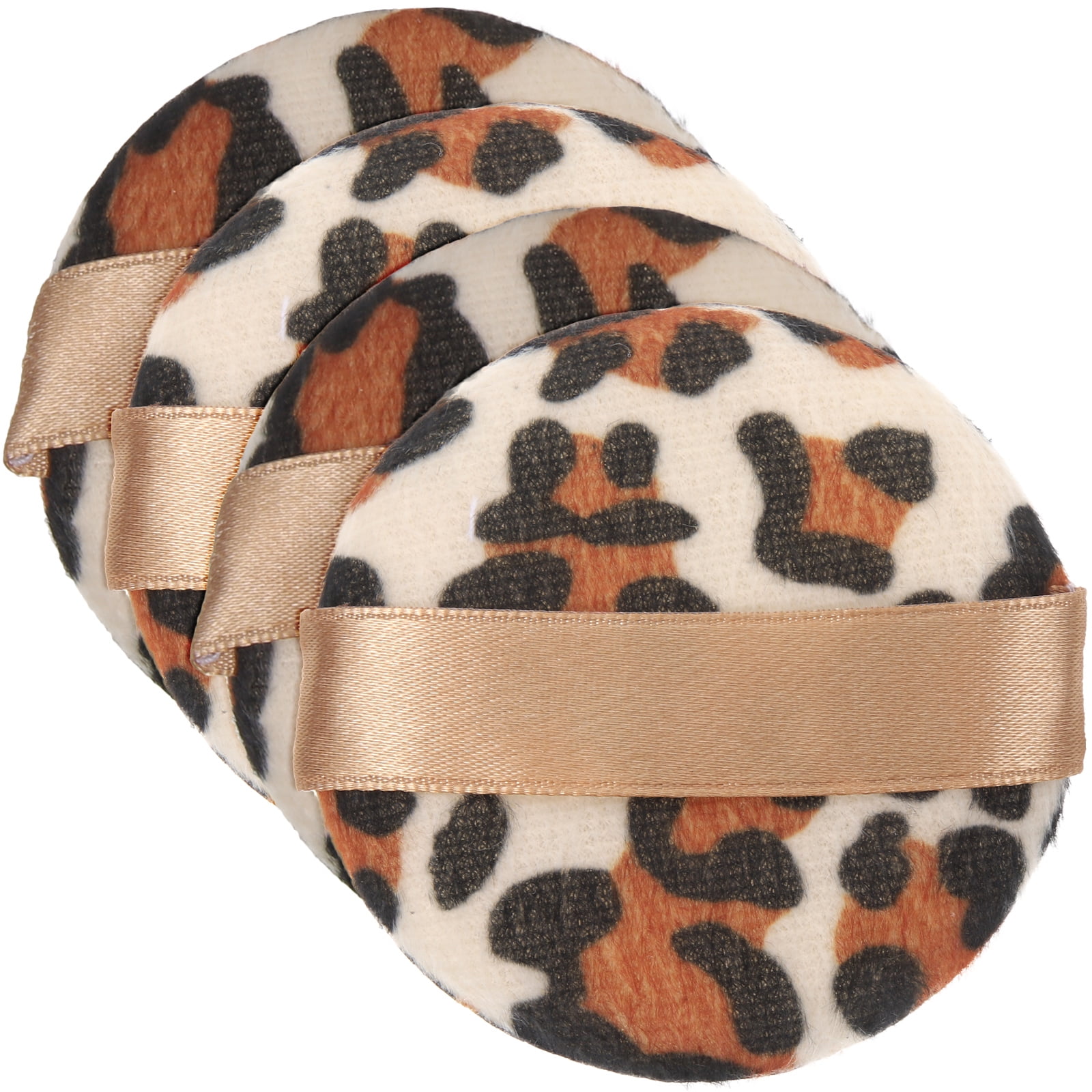 4 Pcs Makeup Applicators Leopard Print Round Puff Printed Powder Puffs ...