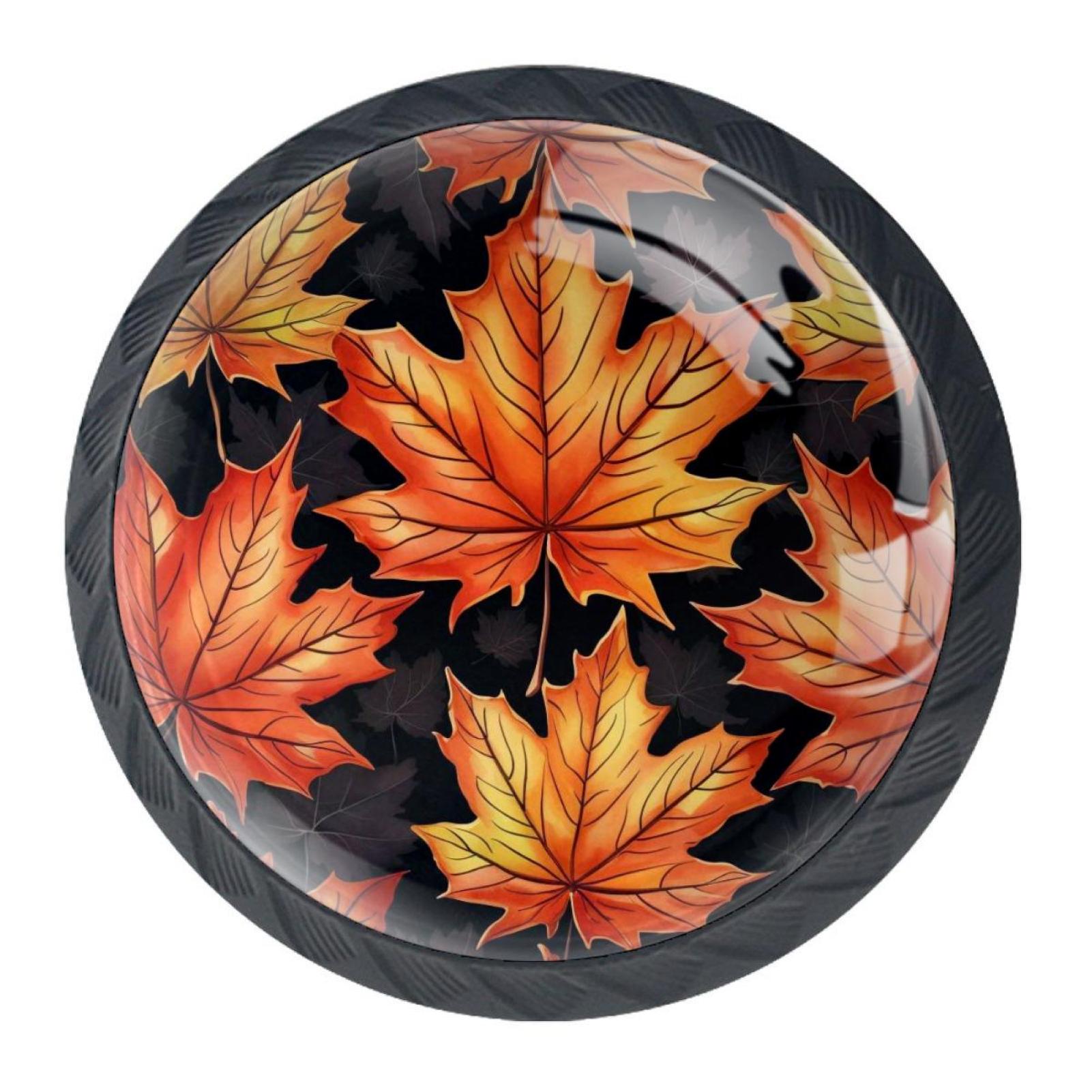 4 Pcs Maple Leaf Knobs for Kitchen Cabinet Cupboard Dresser Bookcase Drawer Pulls Handles Round ...