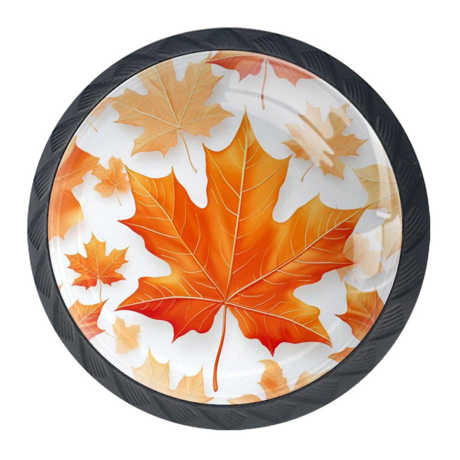 4 Pcs Maple Leaf Knobs for Kitchen Cabinet Cupboard Dresser Bookcase Drawer Pulls Handles Round ...