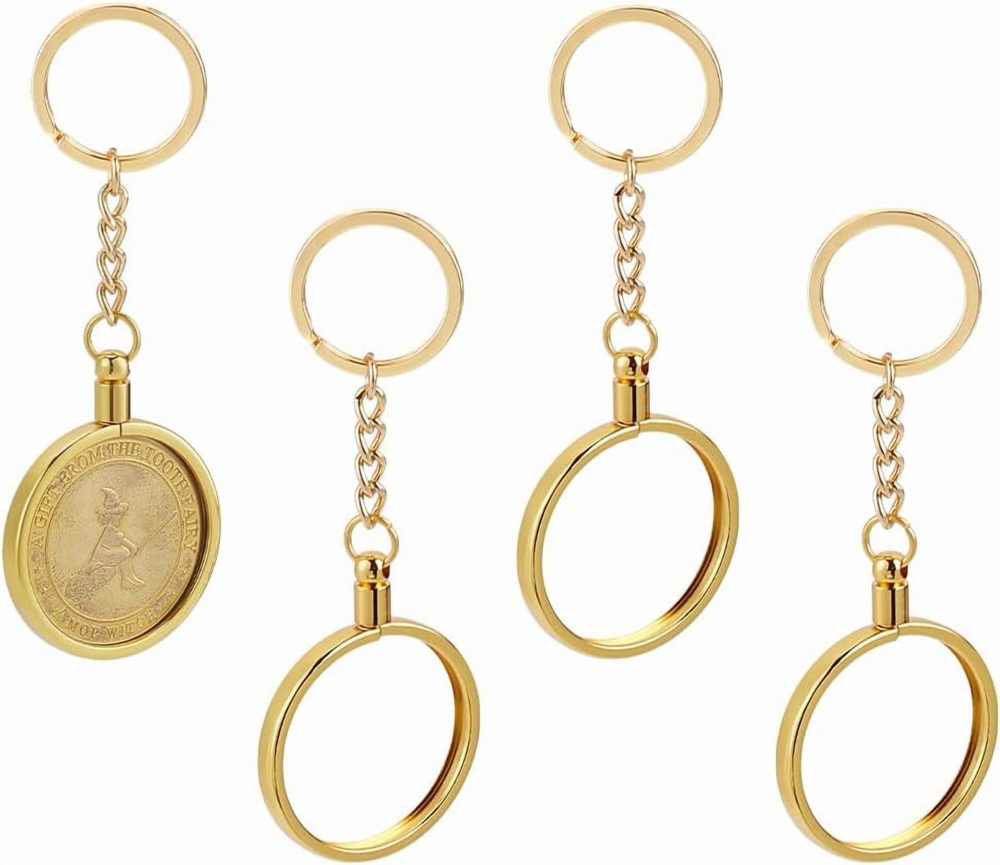 4 Pcs Medallion and Coin Holder Metal Keychain 1.55Inch/39.5mm Golden ...