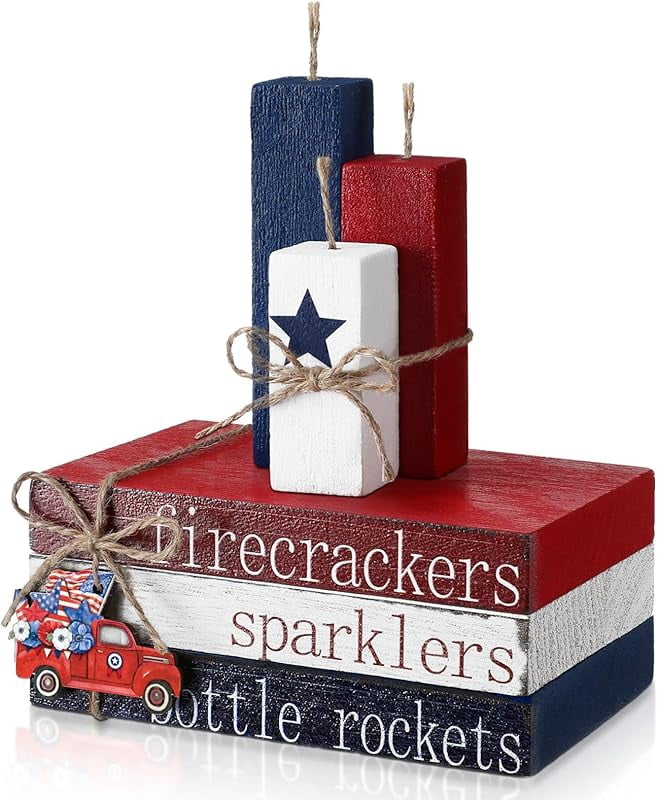 4 Pcs Memorial Day Decorations Fourth of July Tiered Tray Decorations ...