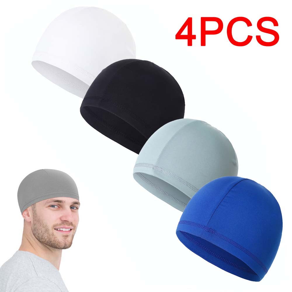 4 Pcs Men Cooling Skull Cap Helmet Liner Sweat Wicking Beanie Head Wrap ...