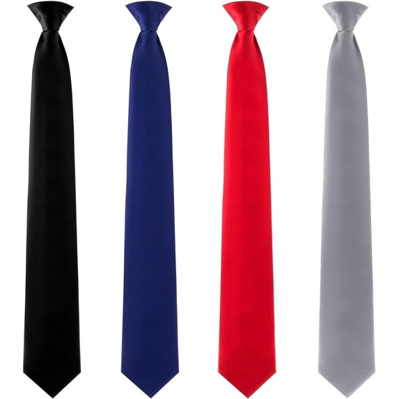 4 Pcs Men's Clip-on Ties Solid Color Men's Tie Pre Tied Clip on Ties ...