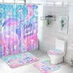 4 Pcs Floral Shower Curtain Flowers Leaves Bathroom Sets with Shower ...