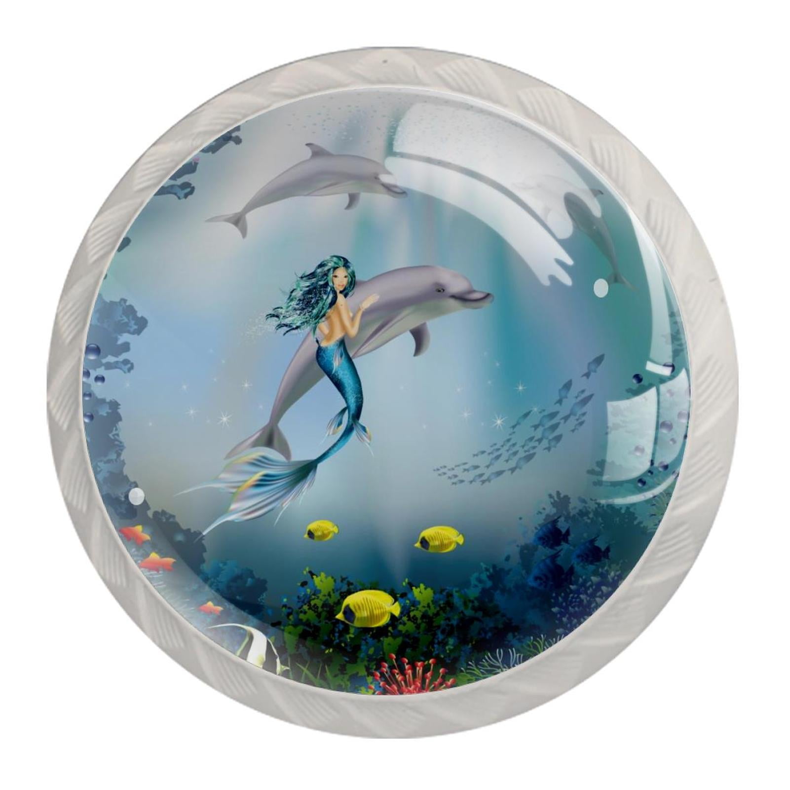 4 Pcs Mermaid Underwater Knobs for Kitchen Cabinet Cupboard Dresser Bookcase Drawer Pulls ...