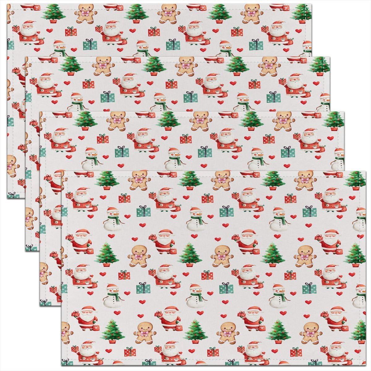4 Pcs of Merry Christmas Place Mats 12X18 Inch, Xmas Tree Placemats ...