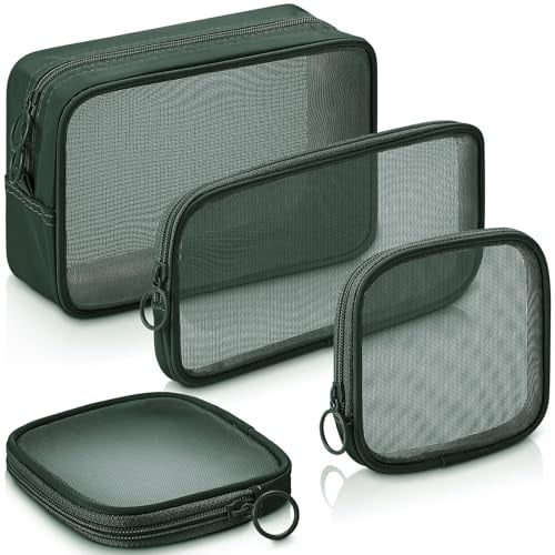 4 Pcs Mesh Makeup Bag Mesh Cosmetic Bag Travel Toiletry Pouch with ...