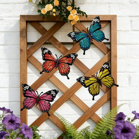 4 Pcs Metal Butterfly Decorations,Rural Home Creatives Iron Butterflys ...