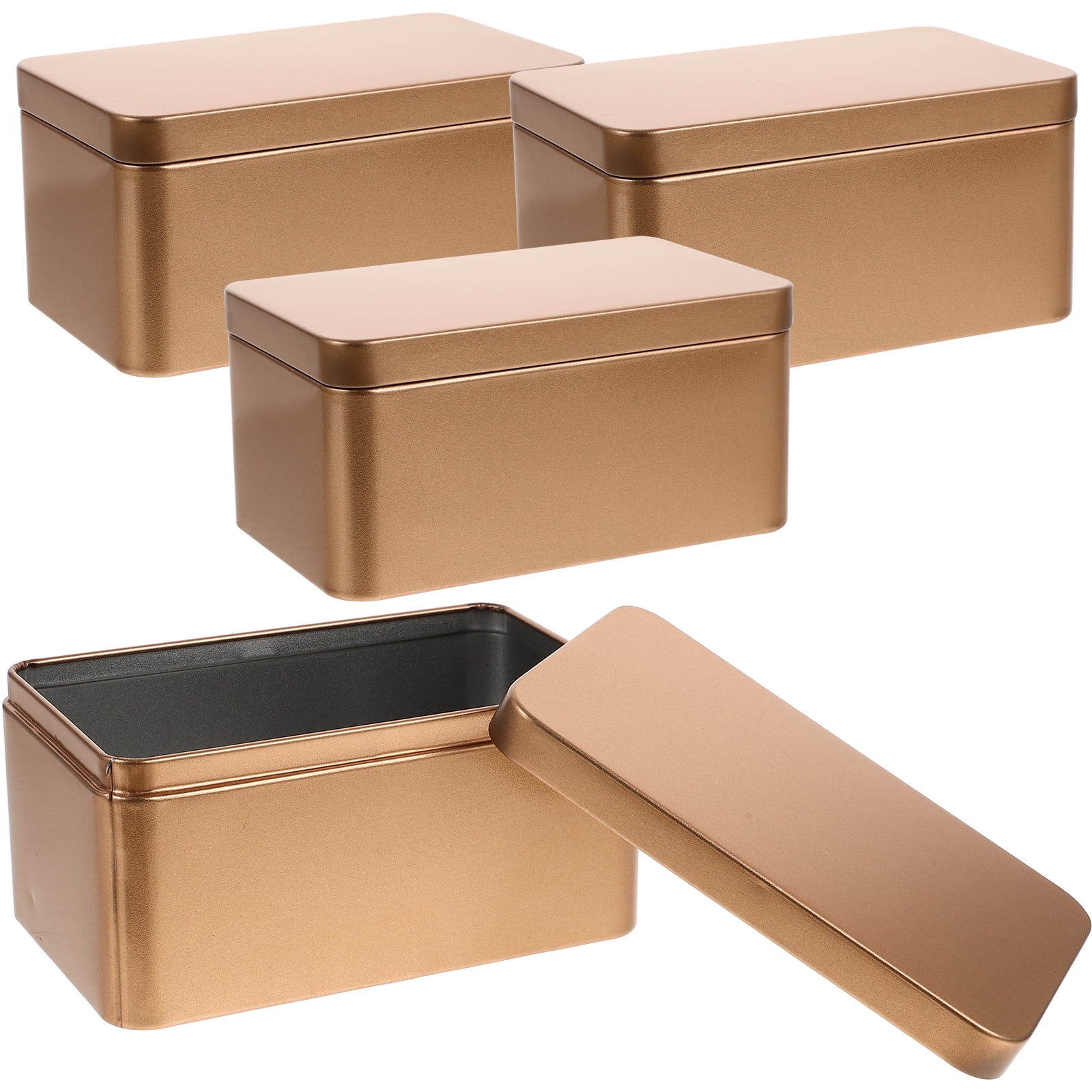 4 Pcs Metal Container with Lid Tin Cans Food Biscuit Wrapping Case ...