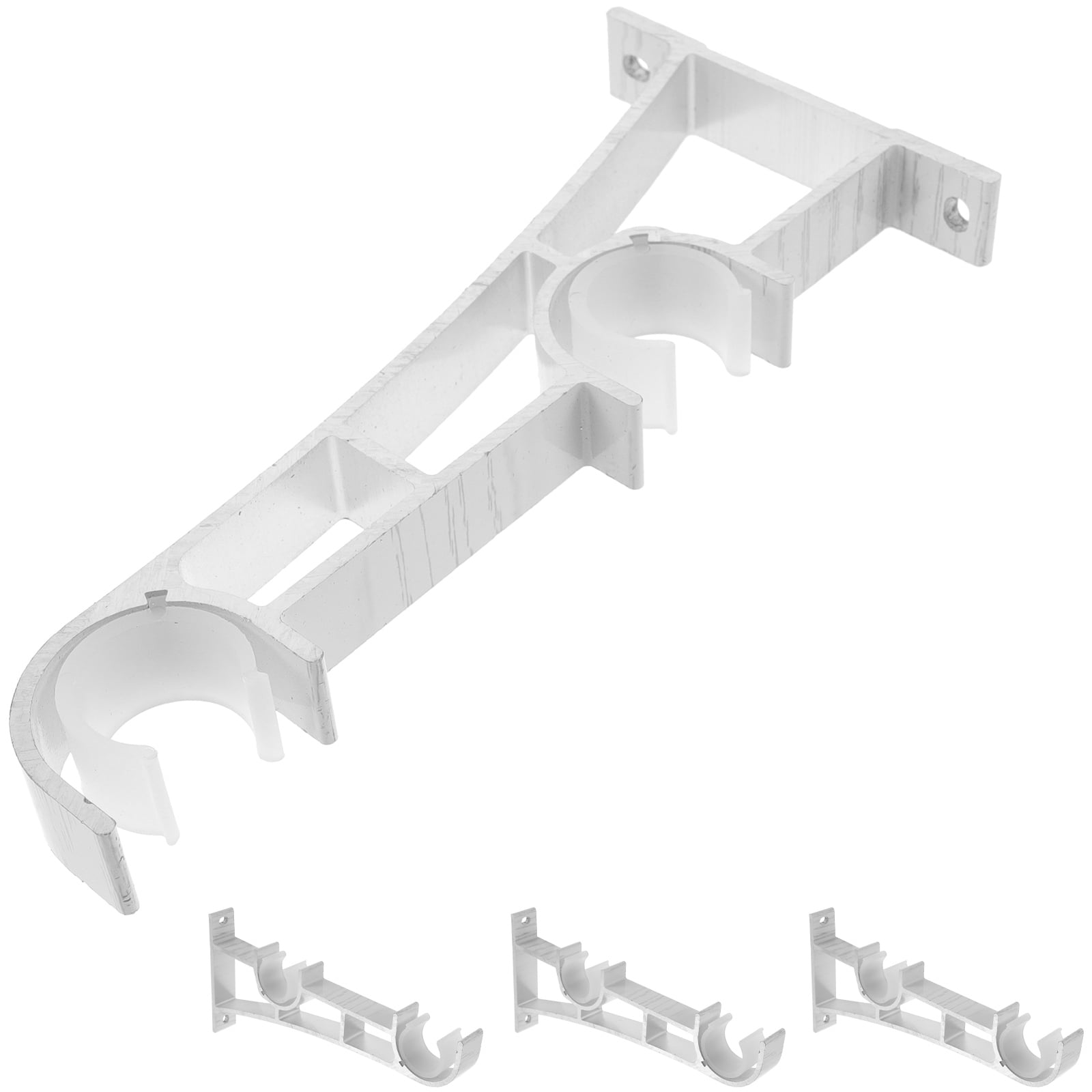 4 Pcs Metal Curtain Hooks Double Rod Brackets Holders for Drapes Wall ...