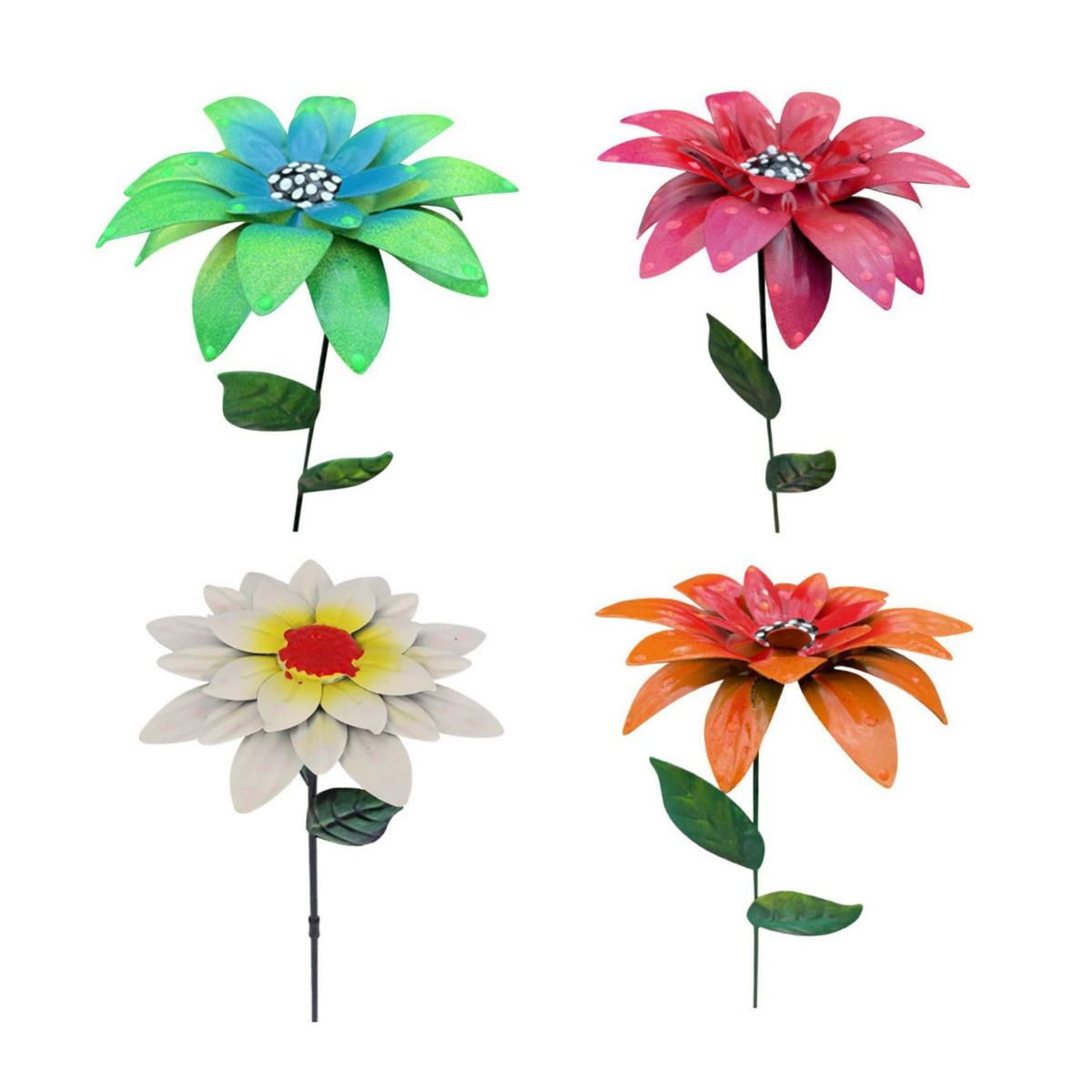 4 Pcs Metal Flower Decorative Garden Stakes, Pick Water Proof Metal ...