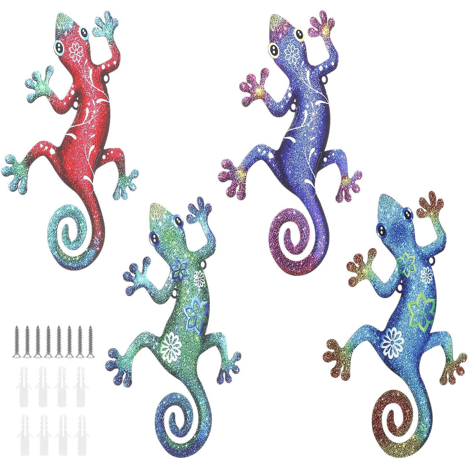 4 Pcs Metal Gecko Wall Art Waterproof Metal Gecko Outdoor Decor ...