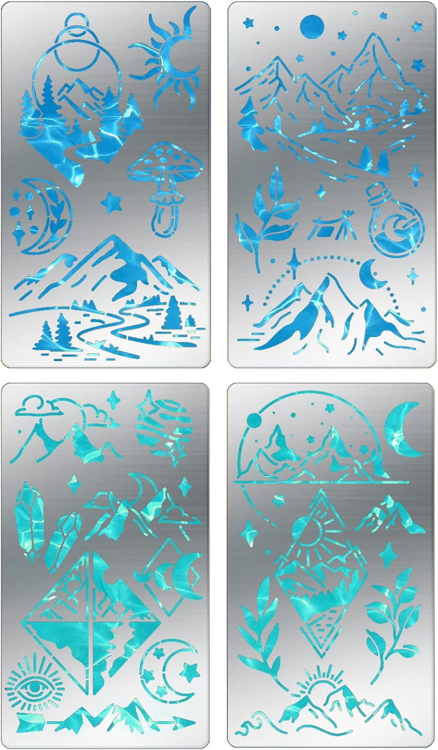 4 Pcs Metal Magic Mountains Stencils Reusable Metal Journal Stencil ...
